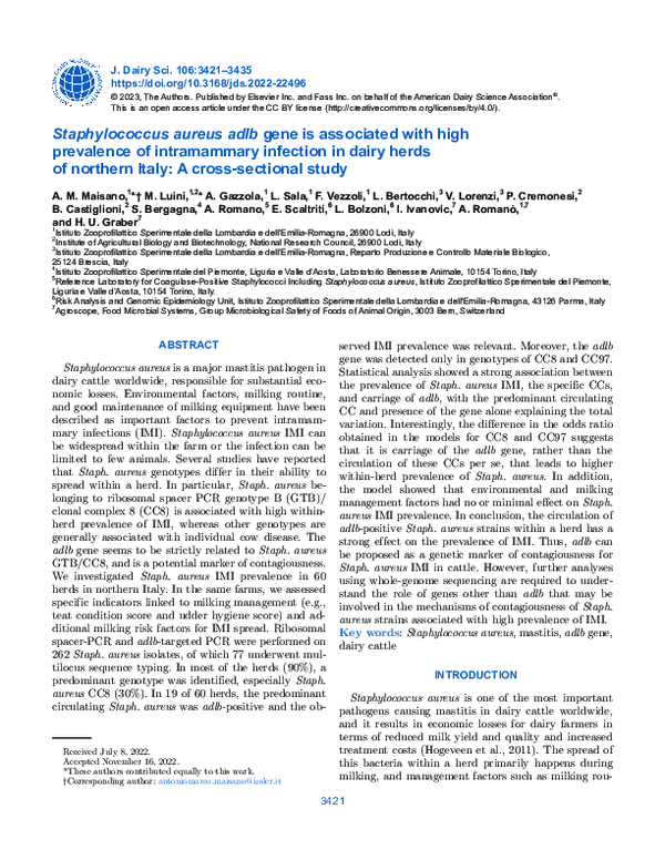 (PDF) Staphylococcus aureus adlb gene is associated with high ...