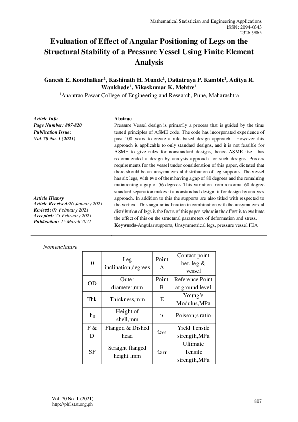 (PDF) Evaluation of Effect of Angular Positioning of Legs on the Structural Stability of a ...