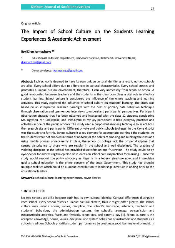 (PDF) The Impact of School Culture on the Students Learning Experiences ...