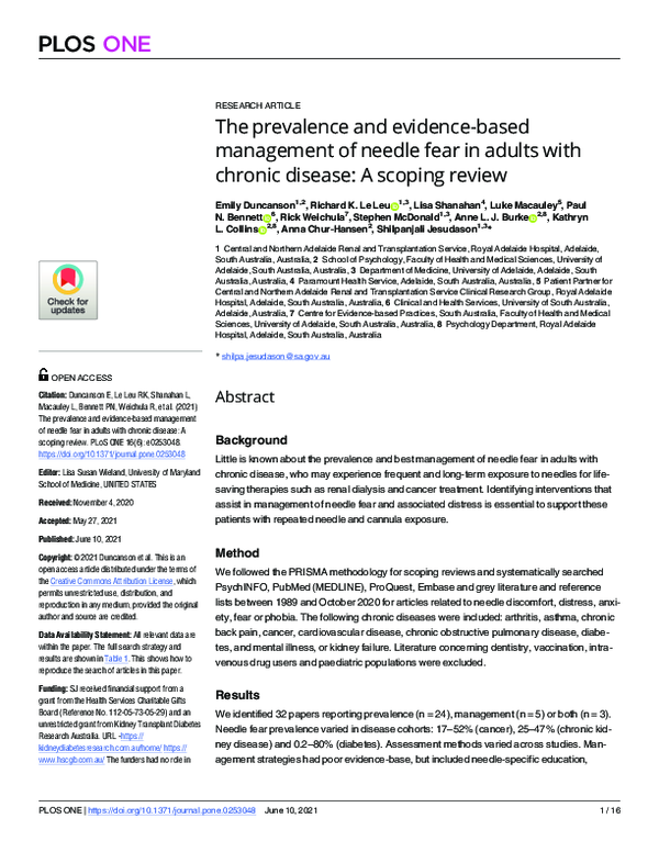 (PDF) The prevalence and evidence-based management of needle fear in ...