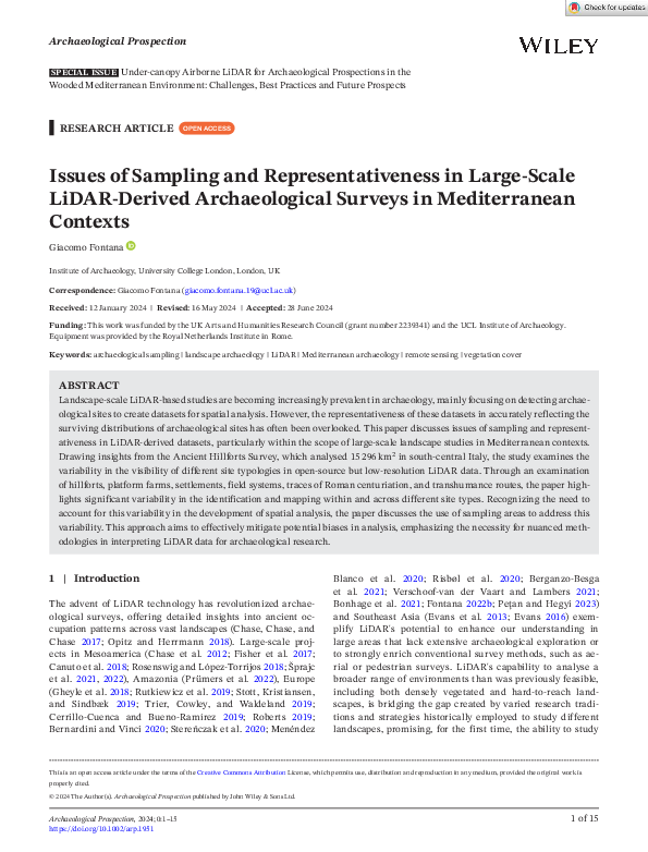 (PDF) Issues of Sampling and Representativeness in Large‐Scale LiDAR ...