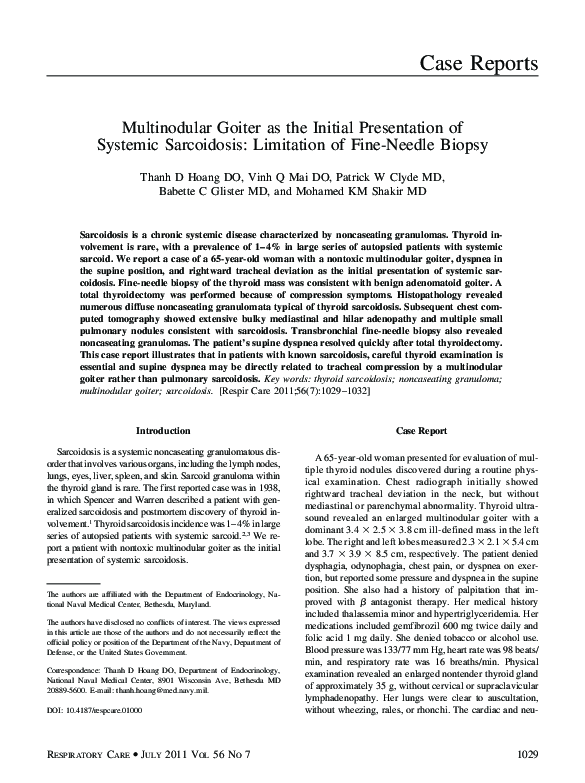 (PDF) Multinodular Goiter as the Initial Presentation of Systemic ...