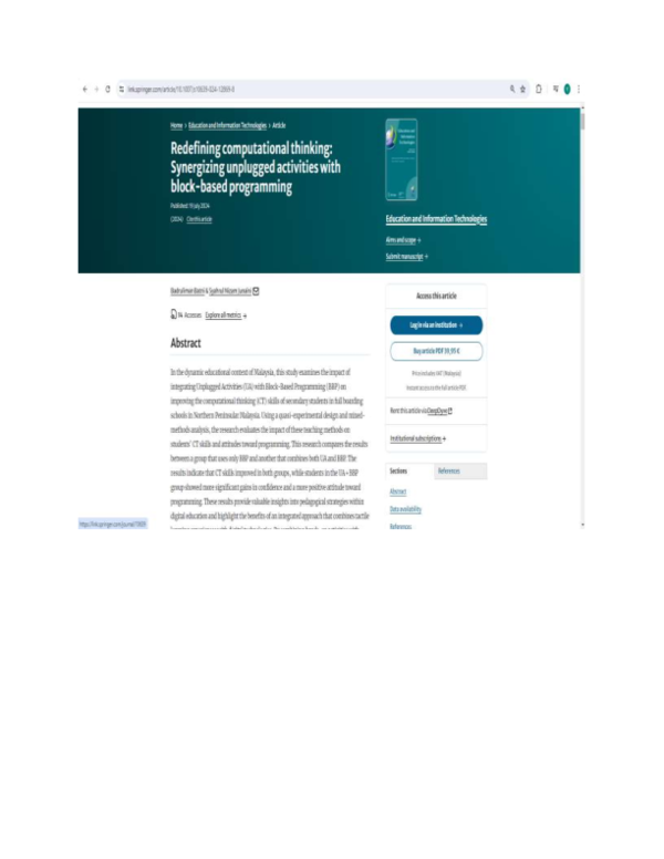 (PDF) Redefining computational thinking: Synergizing unplugged activities with block-based ...