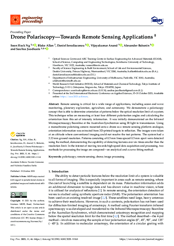 (PDF) Drone Polariscopy—Towards Remote Sensing Applications