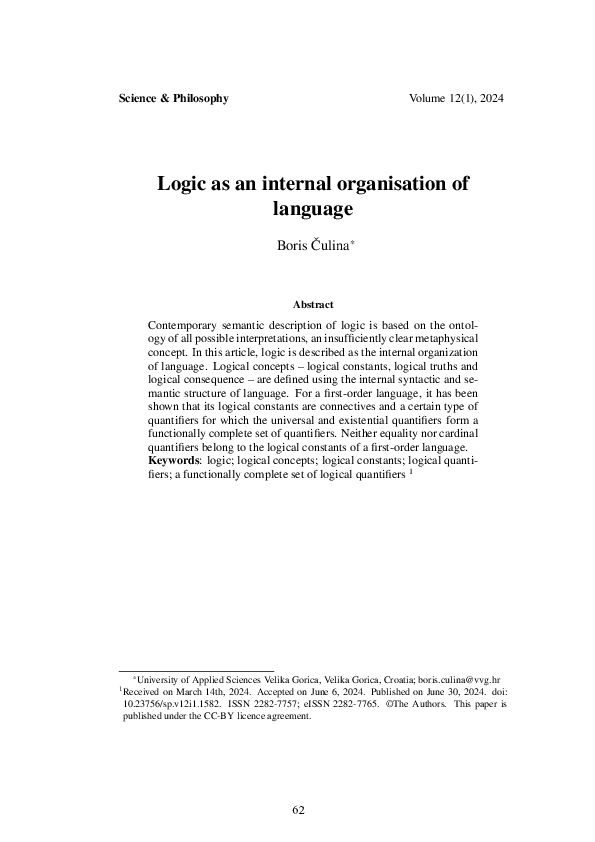 (PDF) Logic as an internal organisation of language