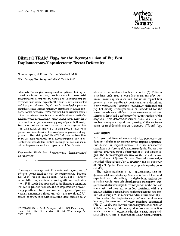 (PDF) Bilateral TRAM Flaps for the Reconstruction of the Post ...