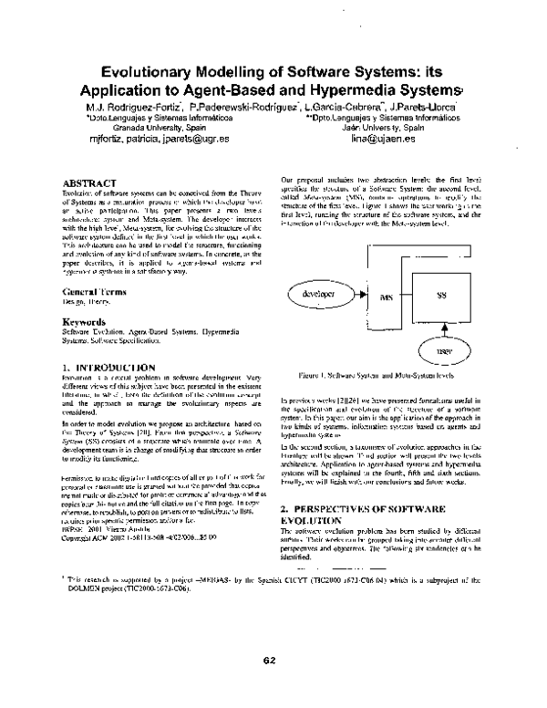 (PDF) Evolutionary modelling of software systems