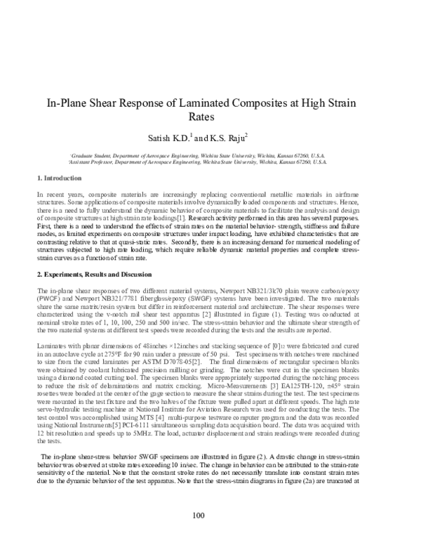 (PDF) In-plane shear response of laminated composites at high strain rates