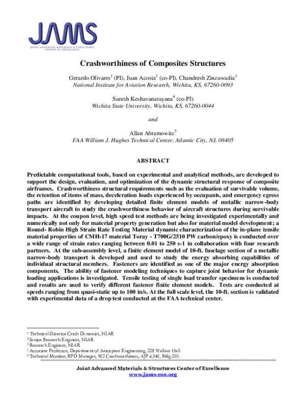 (PDF) Crashworthiness of Composites Structures