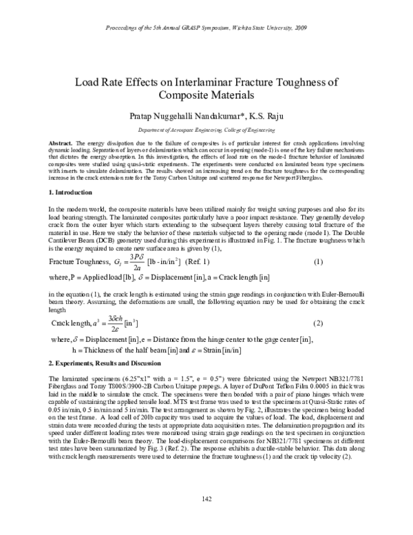 (PDF) Load rate effects on Interlaminar fracture toughness of composite ...