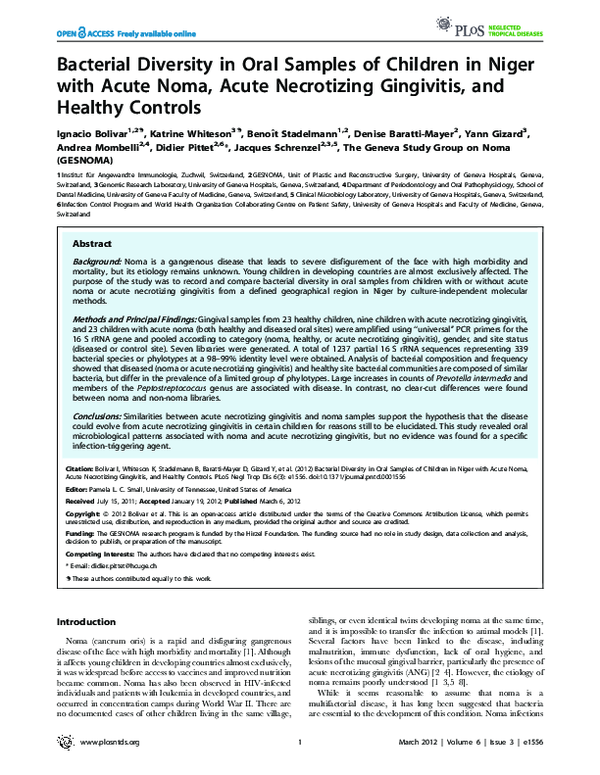 (PDF) Bacterial Diversity in Oral Samples of Children in Niger with ...