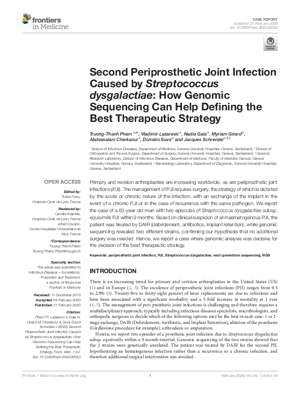 (PDF) Second Periprosthetic Joint Infection Caused by Streptococcus dysgalactiae: How Genomic ...
