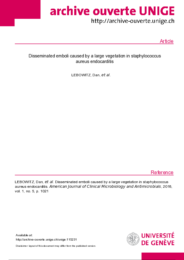 (PDF) Disseminated emboli caused by a large vegetation in ...