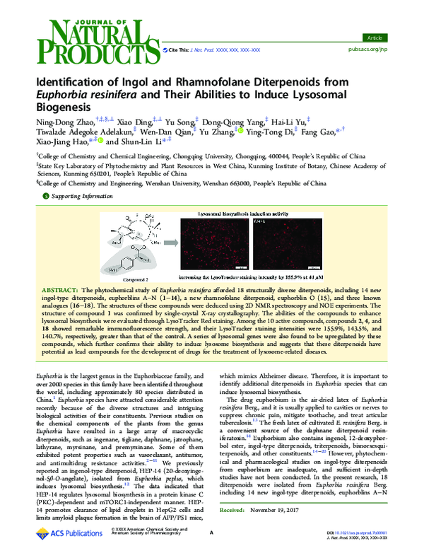 (PDF) Identification of Ingol and Rhamnofolane Diterpenoids from ...