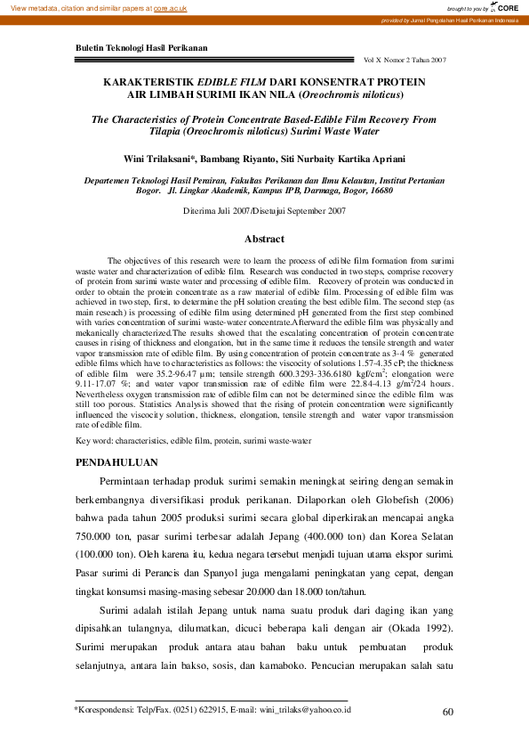 (PDF) The Characteristics of Protein Concentrate Based-Edible Film ...