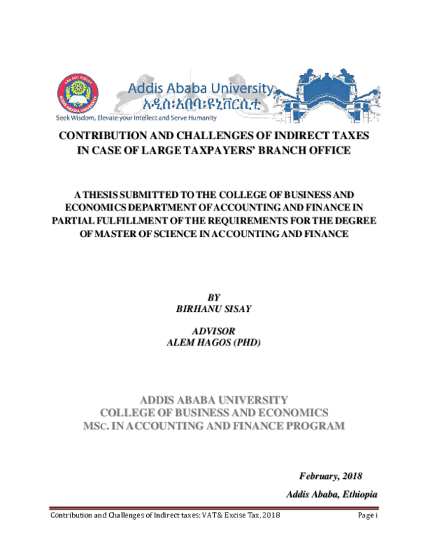 (PDF) Contribution and challenges of indirect taxes In case of large ...