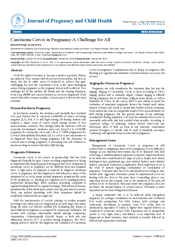 (PDF) Carcinoma Cervix in Pregnancy-A Challenge for All