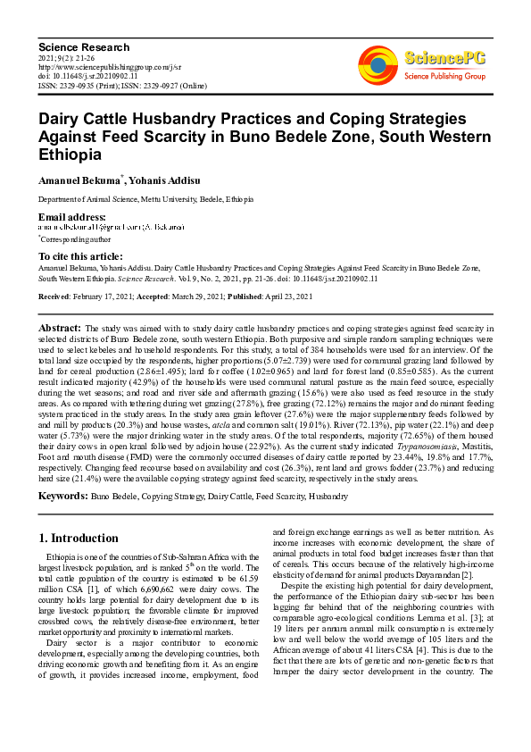(PDF) Dairy Cattle Husbandry Practices and Coping Strategies Against ...