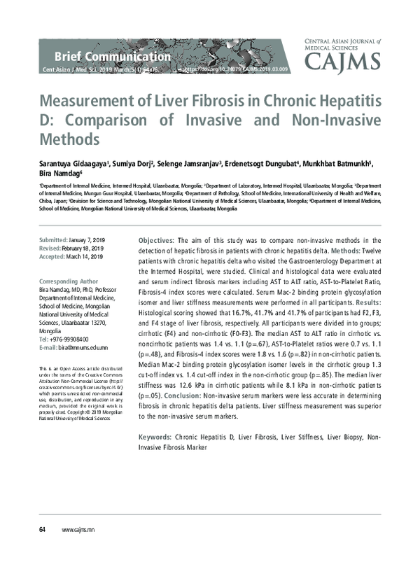 (PDF) Measurement of Liver Fibrosis in Chronic Hepatitis D: Comparison ...