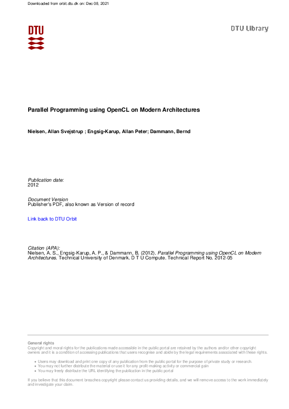 (PDF) Parallel Programming using OpenCL on Modern Architectures | Allan ...