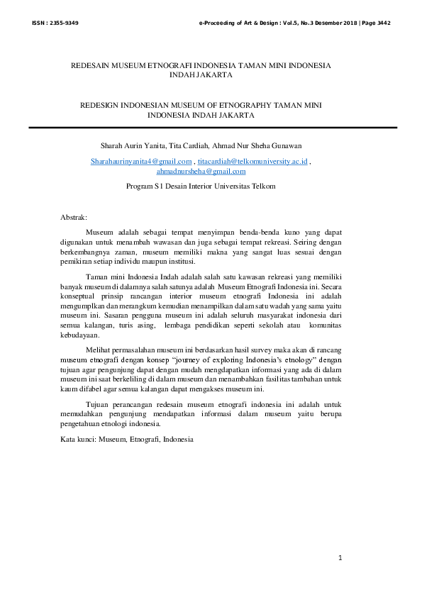 (PDF) Perancangan Redesain Museum Etnografi Indonesia Taman Mini ...
