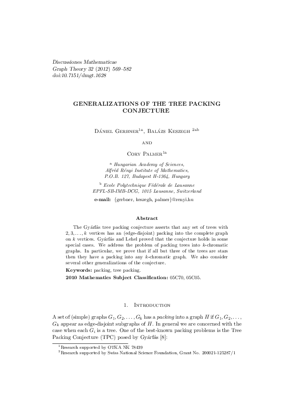 (PDF) Generalizations of the tree packing conjecture