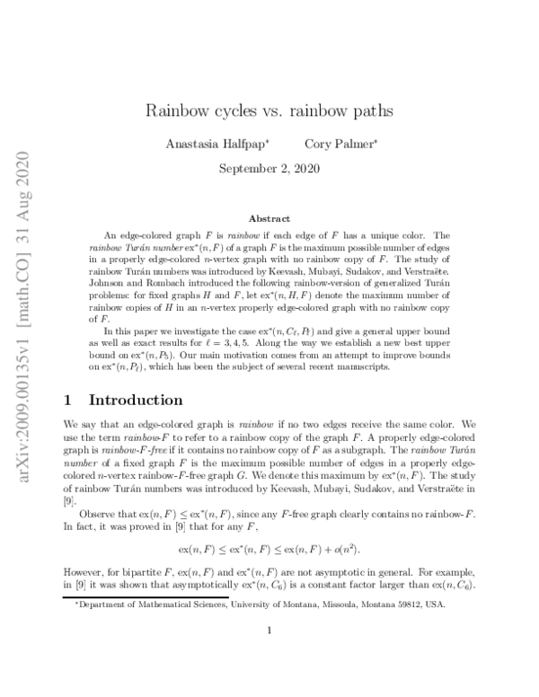 (PDF) Rainbow cycles vs. rainbow paths
