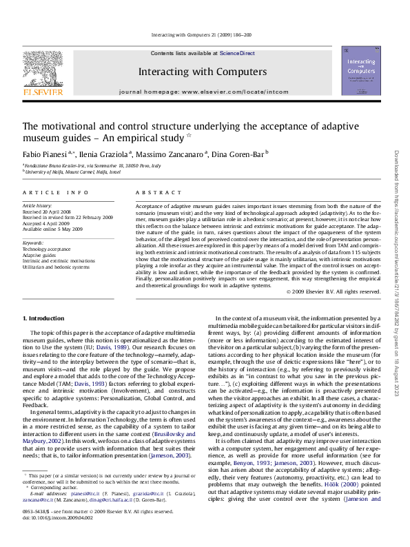 (PDF) The motivational and control structure underlying the acceptance ...