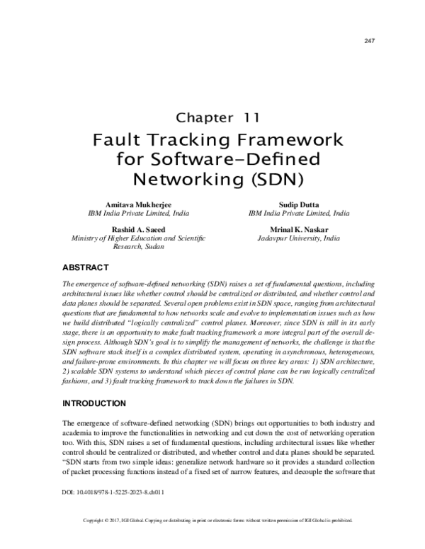 (PDF) Fault Tracking Framework for Software-Defined Networking (SDN)