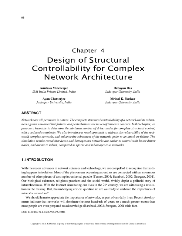 (PDF) Design of Structural Controllability for Complex Network Architecture