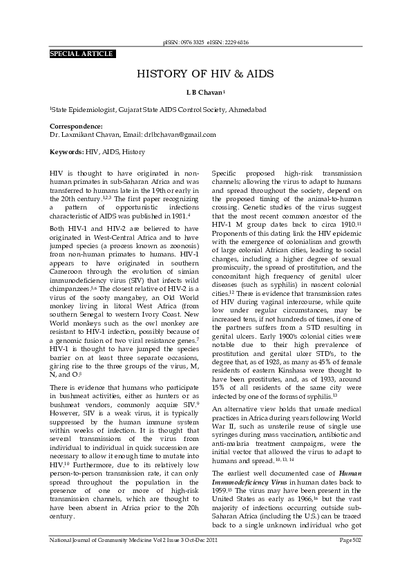 (PDF) HISTORY OF HIV & AIDS