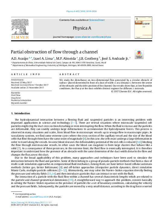 (PDF) Partial obstruction of flow through a channel
