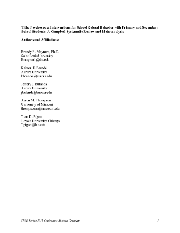 (PDF) Psychosocial Interventions for School Refusal Behavior with ...