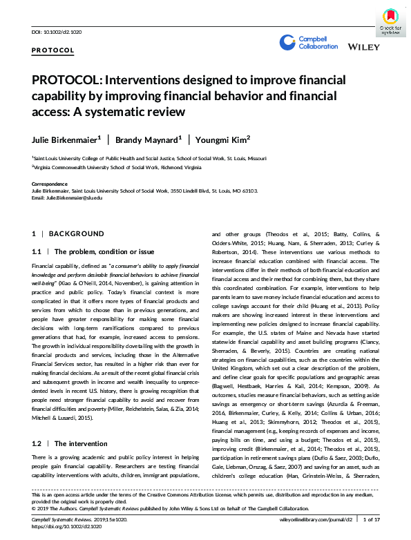 (PDF) PROTOCOL: Interventions designed to improve financial capability ...