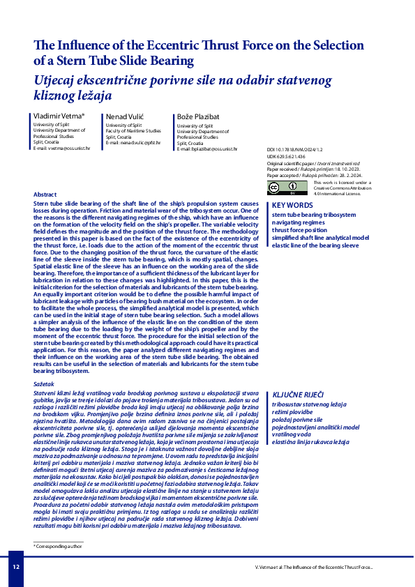 (PDF) Th e Infl uence of the Eccentric Th rust Force on the Selection ...