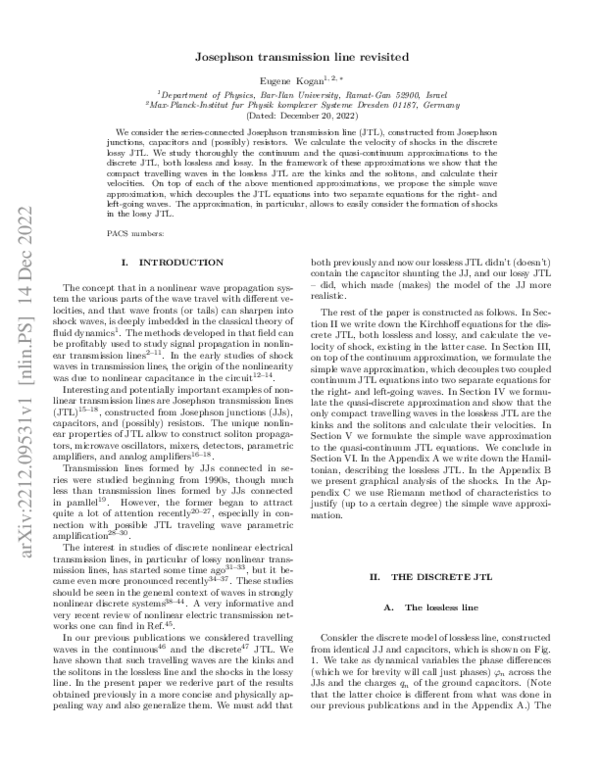 (PDF) Josephson Transmission Line Revisited