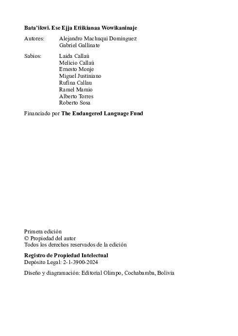 (PDF) Bata'ikwi, Ese Ejja Etiikianaa Wowikaninaje