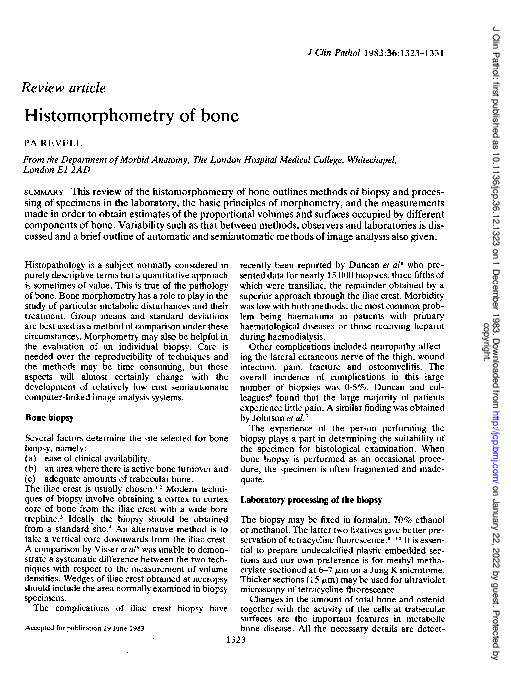 (PDF) Histomorphometry of bone
