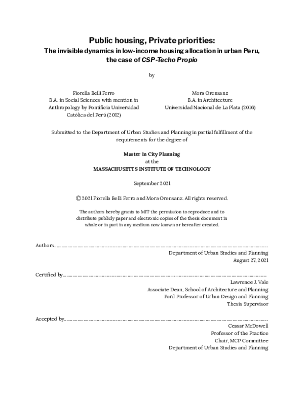 (PDF) Public housing, Private priorities: The invisible dynamics in low ...