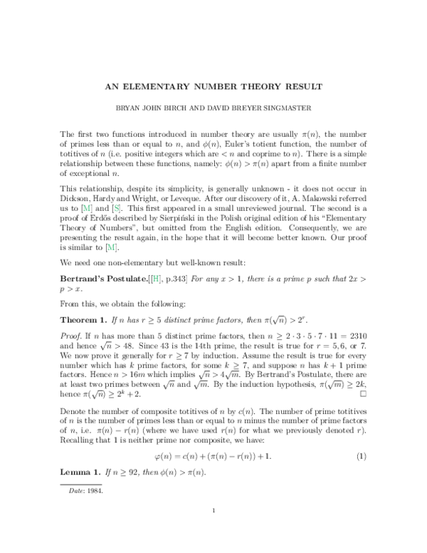 (PDF) AN ELEMENTARY NUMBER THEORY RESULT
