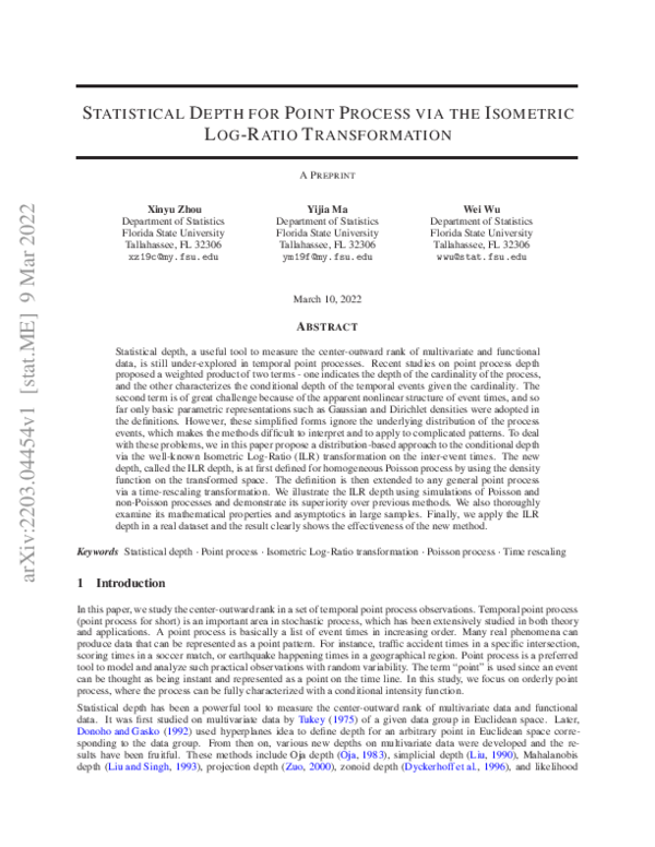 (PDF) Statistical depth for point process via the isometric log-ratio ...