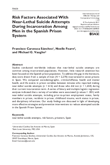 (PDF) Risk Factors Associated With Near-Lethal Suicide Attempts During ...
