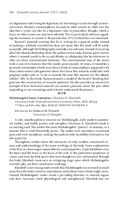 (PDF) Michelangelo's Inner Anatomies, Christian K. Kleinbub
