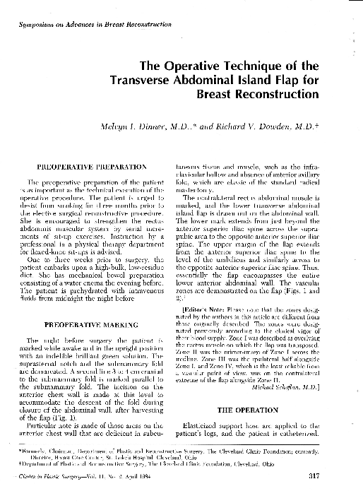(PDF) The Operative Technique of the Transverse Abdominal Island Flap ...