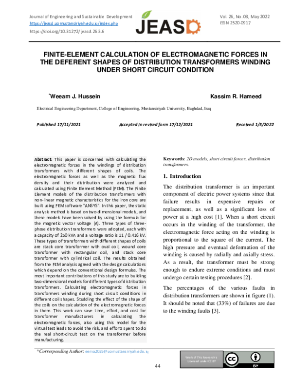 (PDF) Finite-Element Calculation of Electromagnetic Forces in the Deferent Shapes of ...