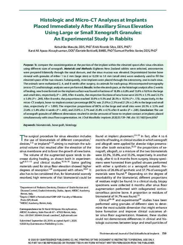 (PDF) Histologic and Micro-CT Analyses at Implants Placed Immediately ...