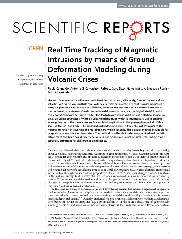 (PDF) Real Time Tracking of Magmatic Intrusions by means of Ground ...