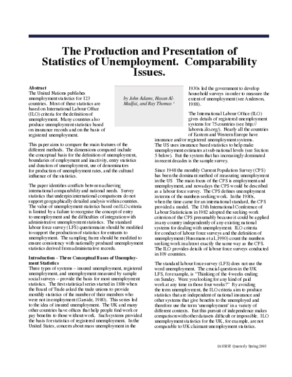 (PDF) The Production and Presentation of Statistics of Unemployment ...