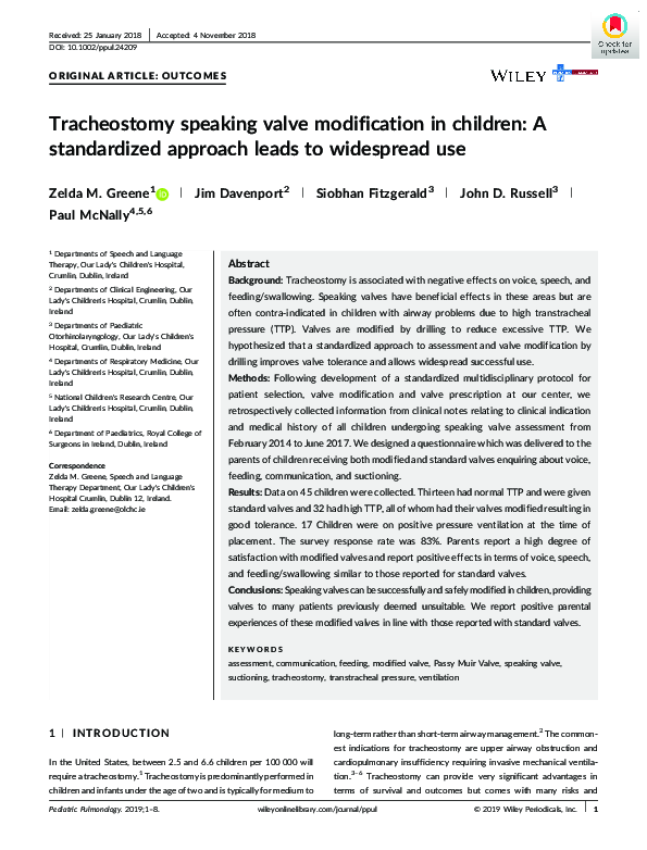 (PDF) Tracheostomy speaking valve modification in children: A ...