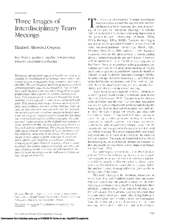 (PDF) Three Images of Interdisciplinary Team Meetings
